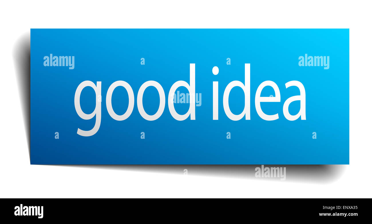 good idea blue paper sign on white background Stock Photo - Alamy