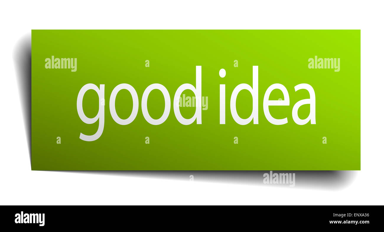good idea green paper sign isolated on white Stock Photo - Alamy