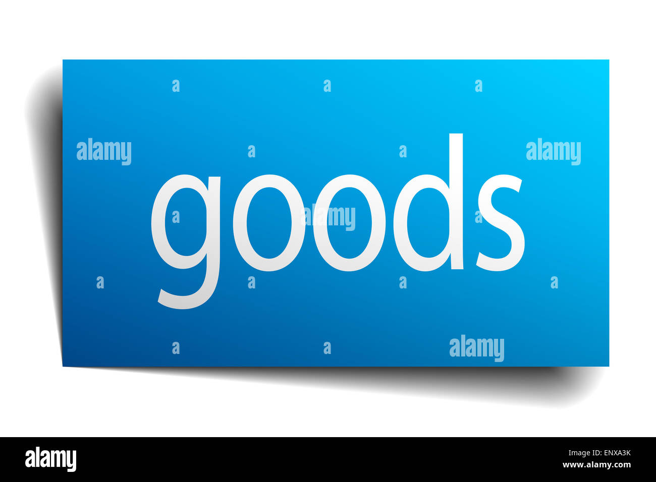 goods blue paper sign on white background Stock Photo - Alamy