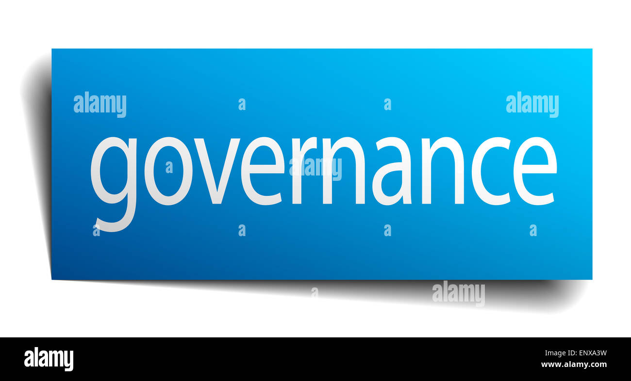 governance blue paper sign on white background Stock Photo - Alamy