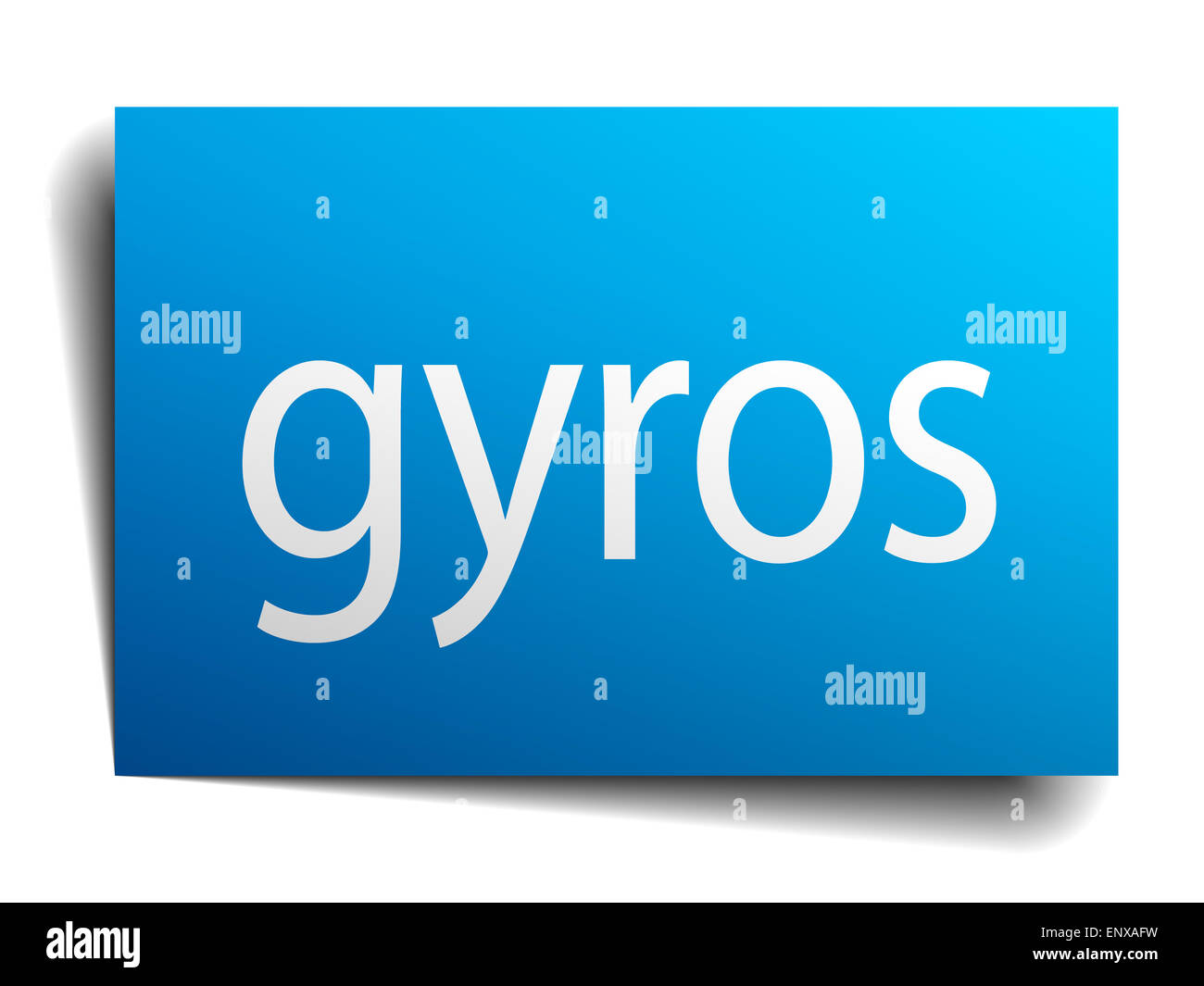 gyros blue paper sign on white background Stock Photo - Alamy