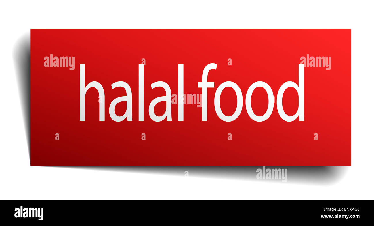 halal food red square isolated paper sign on white Stock Photo - Alamy