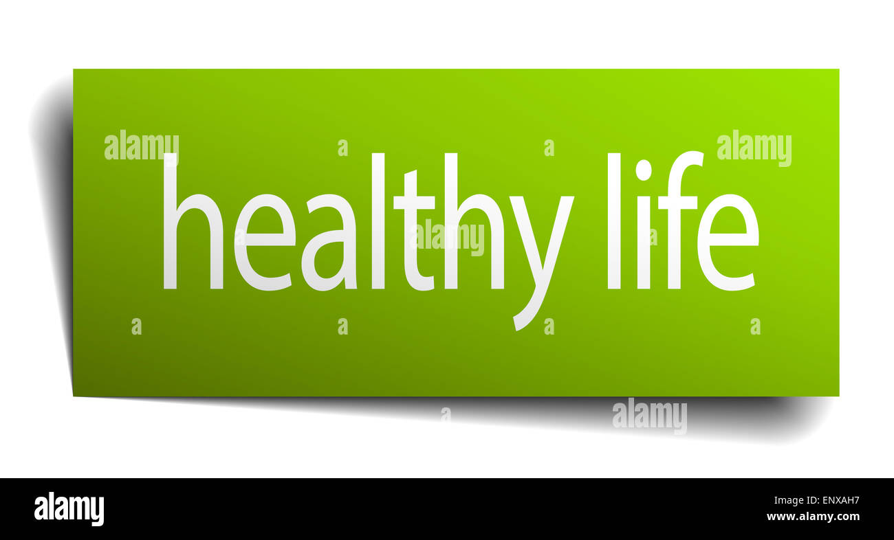healthy life green paper sign isolated on white Stock Photo - Alamy