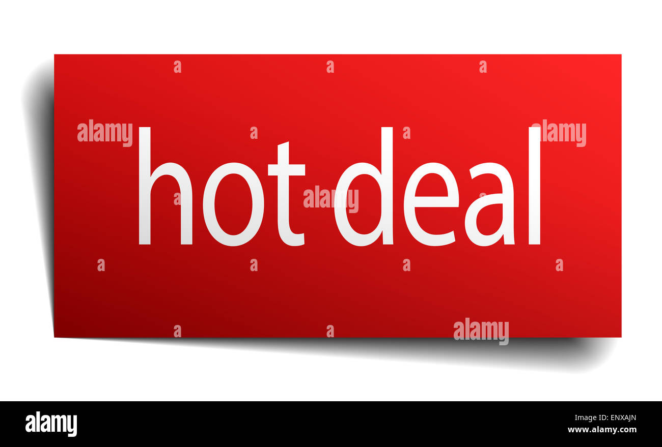 hot deal red square isolated paper sign on white Stock Photo - Alamy