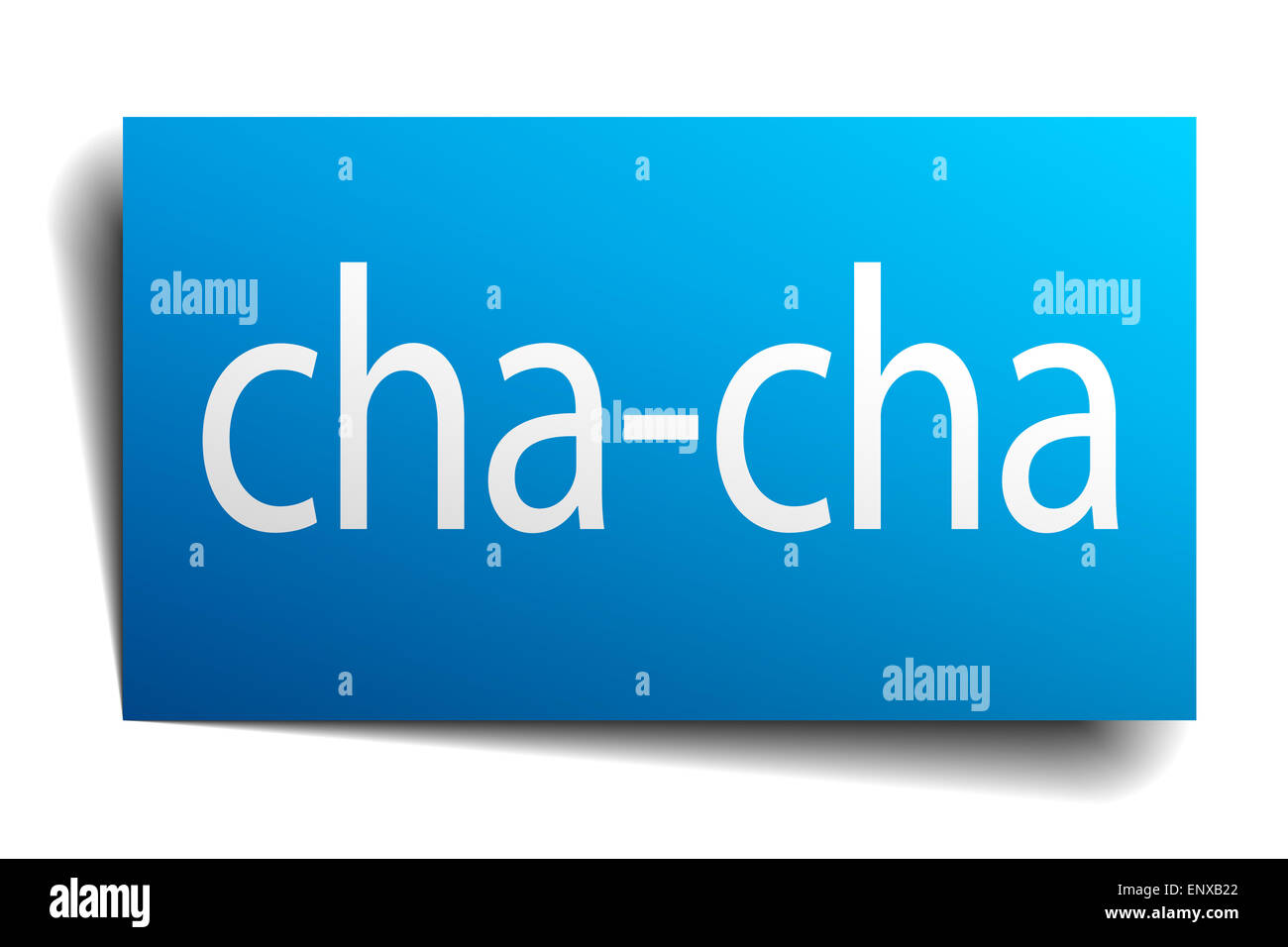 cha-cha blue paper sign on white background Stock Photo - Alamy