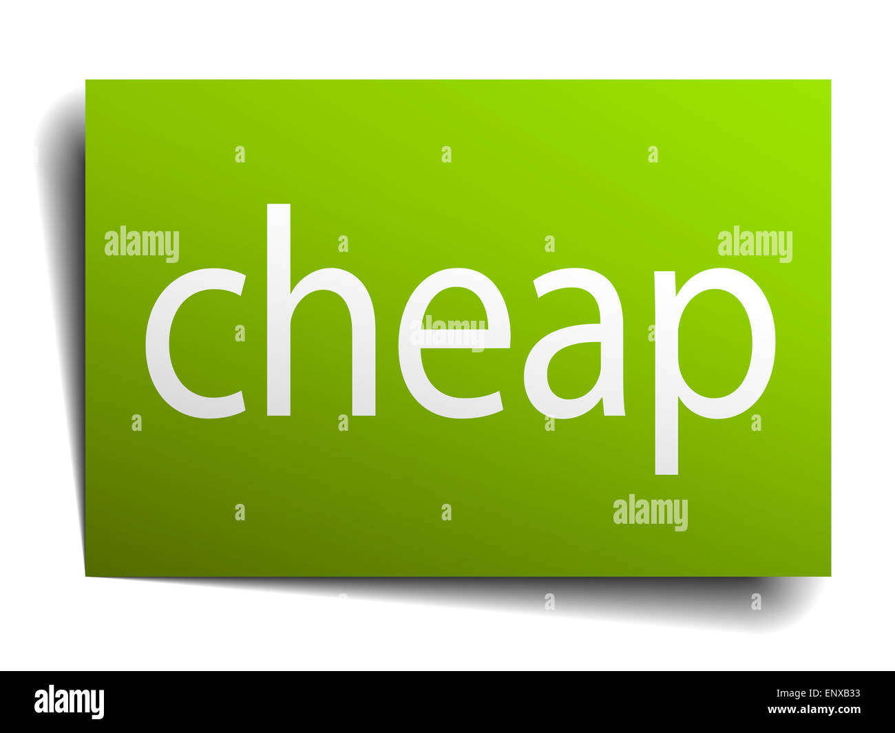 cheap green paper sign on white background Stock Photo - Alamy