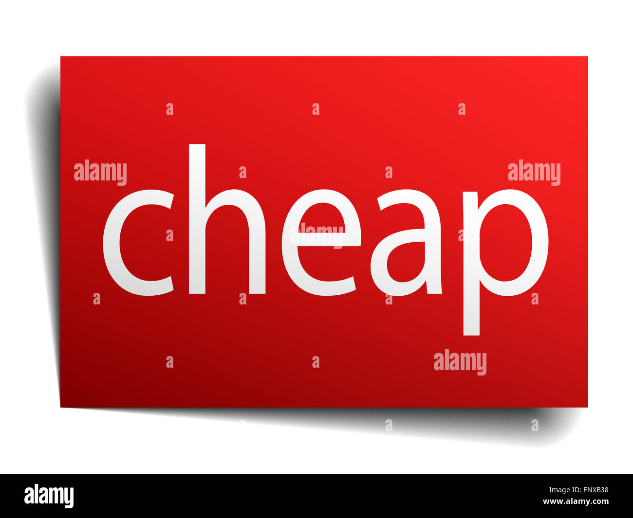 cheap red paper sign isolated on white Stock Photo - Alamy