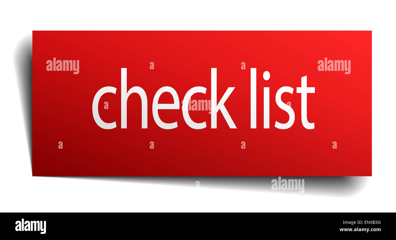 check list red paper sign isolated on white Stock Photo - Alamy