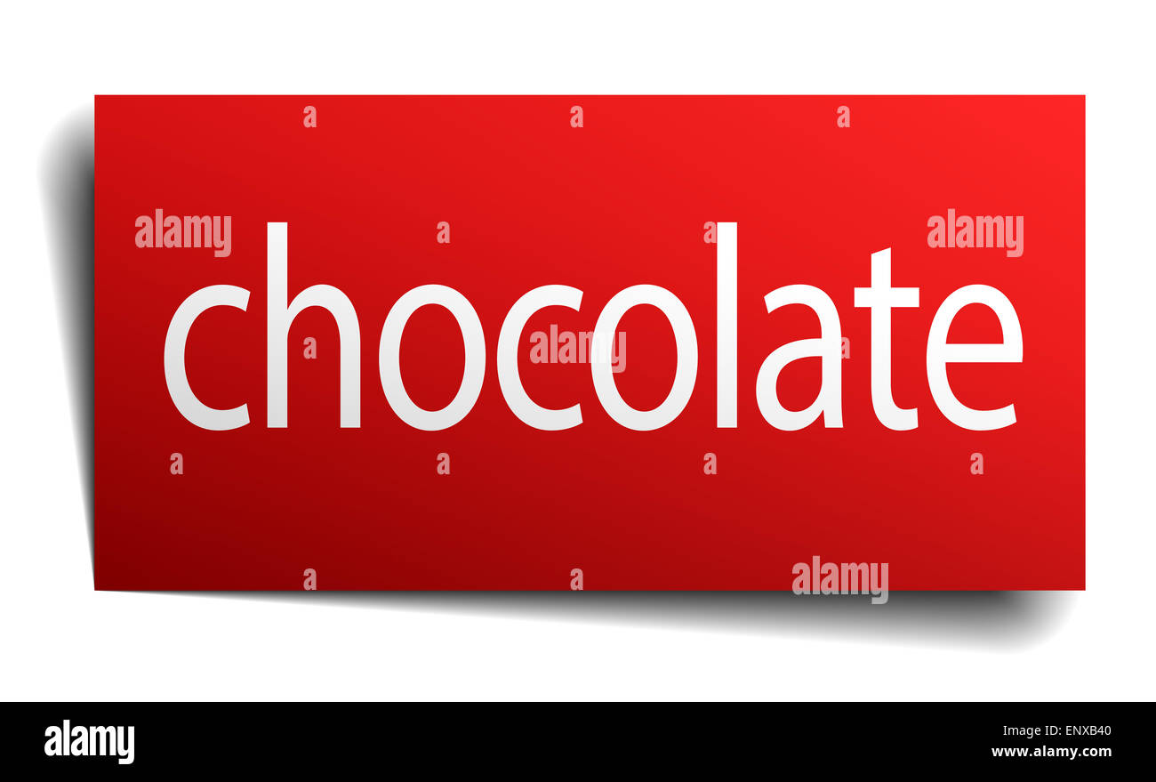chocolate red paper sign isolated on white Stock Photo - Alamy