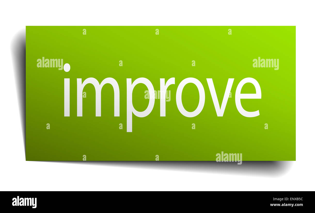 improve green paper sign isolated on white Stock Photo - Alamy