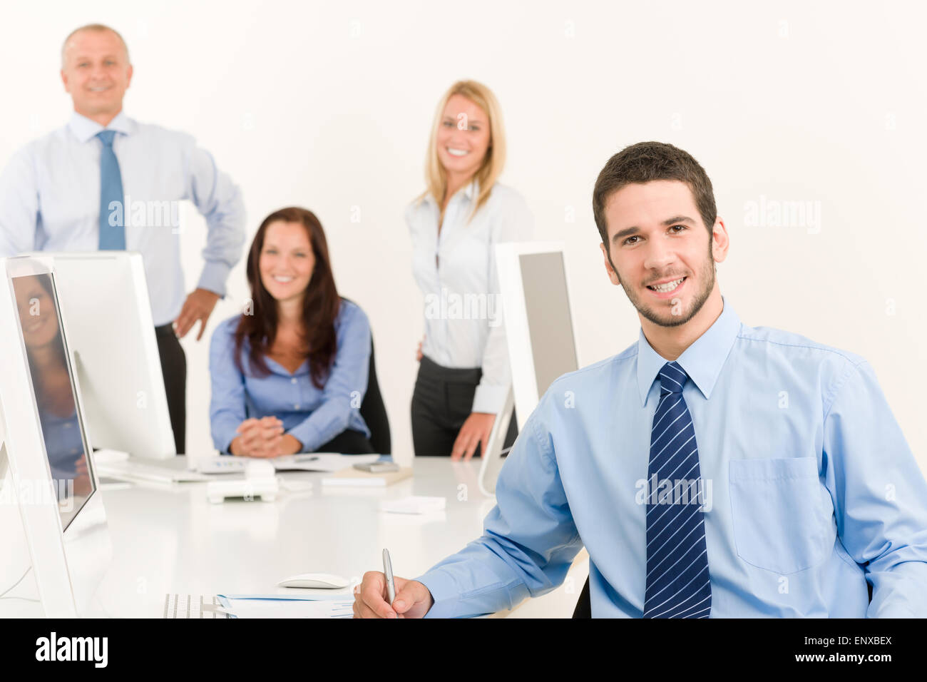 Business team young manager with work colleagues Stock Photo - Alamy