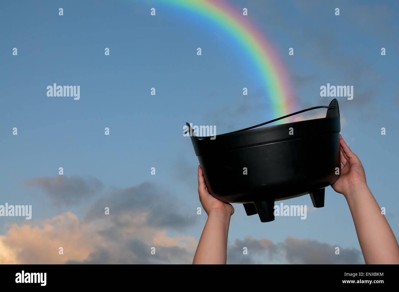 End Rainbow Pot Gold Treasure High Resolution Stock Photography and ...