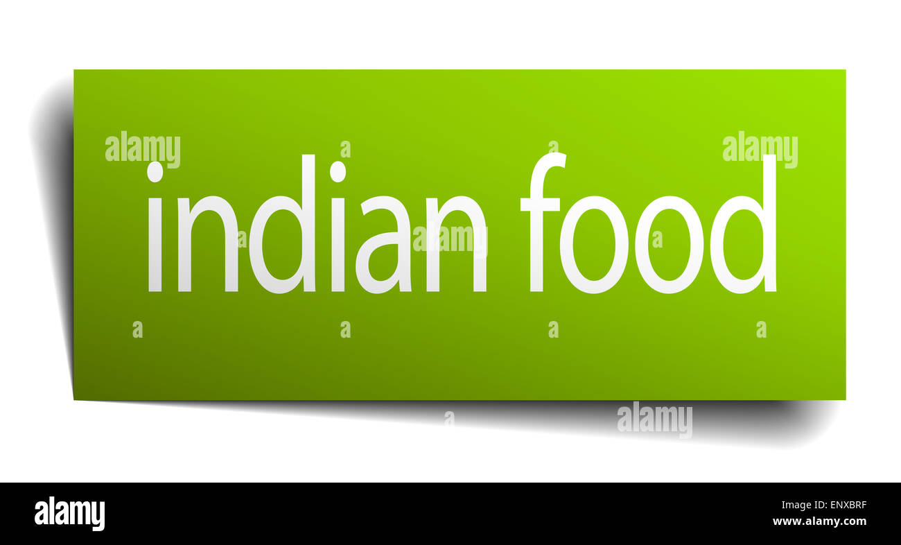 indian food green paper sign isolated on white Stock Photo - Alamy