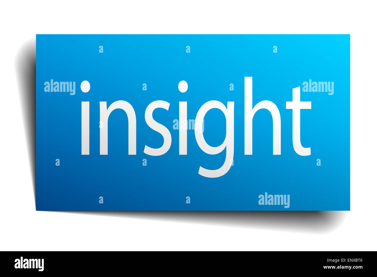 insight blue paper sign on white background Stock Photo - Alamy