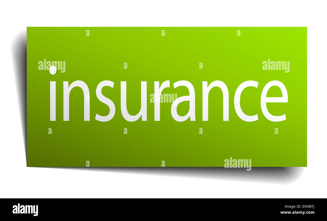 insurance green paper sign isolated on white Stock Photo - Alamy