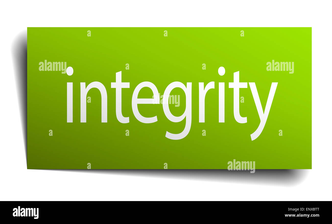integrity green paper sign isolated on white Stock Photo - Alamy