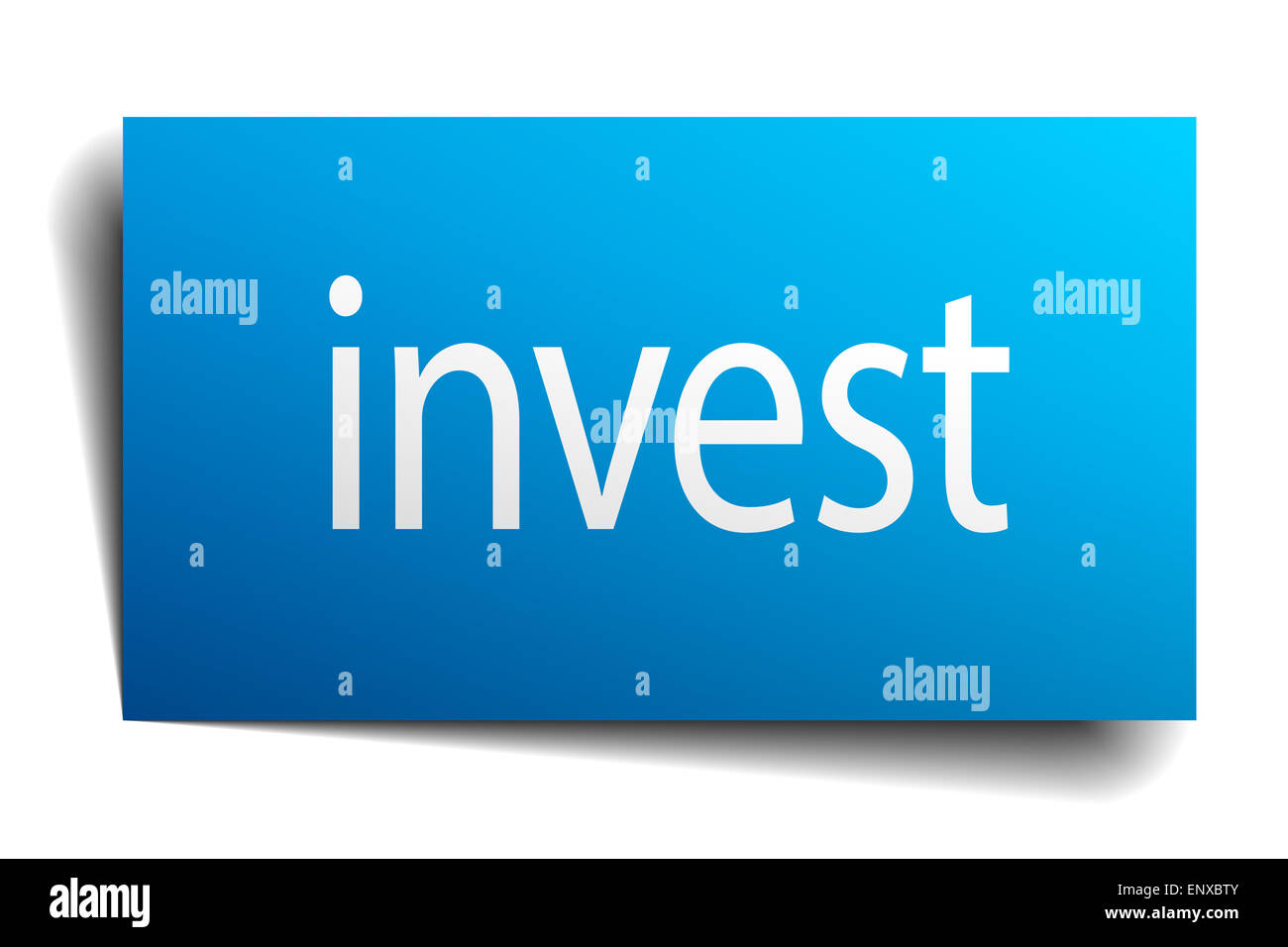 invest blue paper sign on white background Stock Photo - Alamy