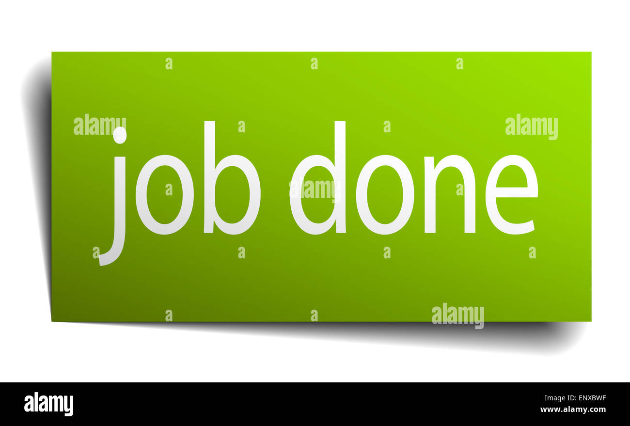 job done green paper sign isolated on white Stock Photo - Alamy