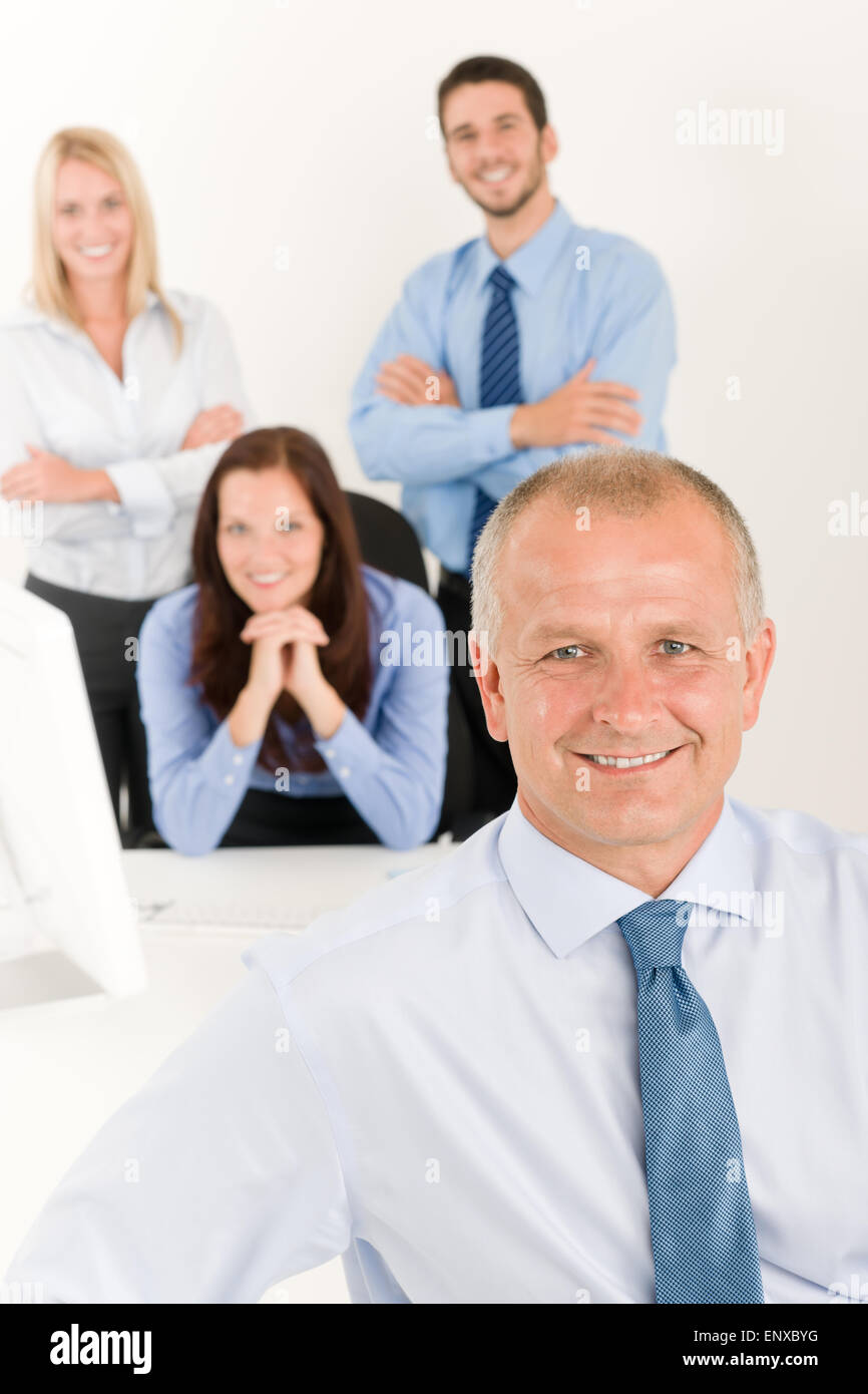 Business team senior manager with happy colleagues Stock Photo - Alamy