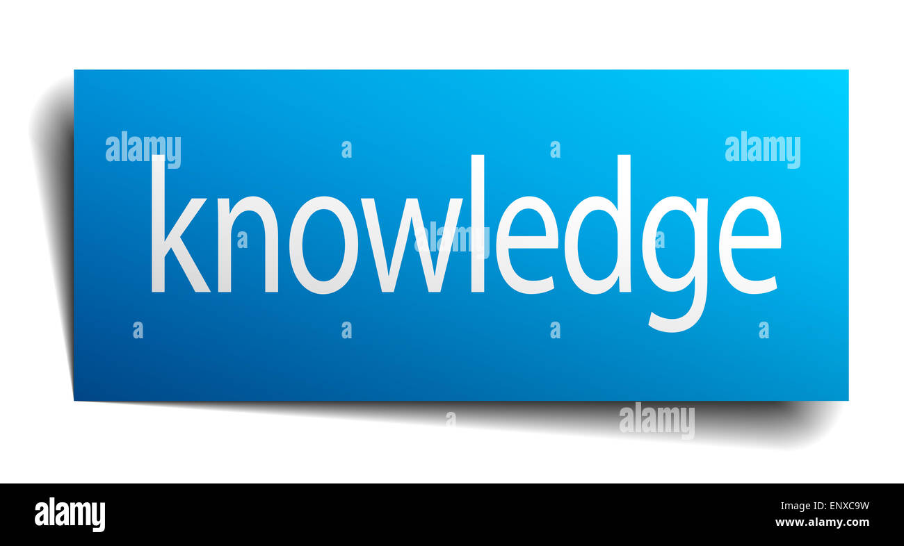 knowledge blue paper sign on white background Stock Photo - Alamy