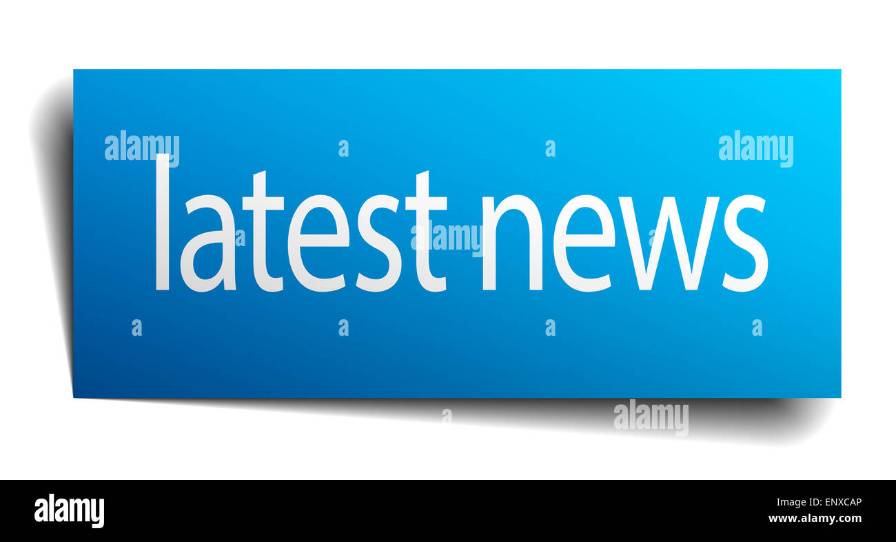 latest news blue paper sign isolated on white Stock Photo - Alamy