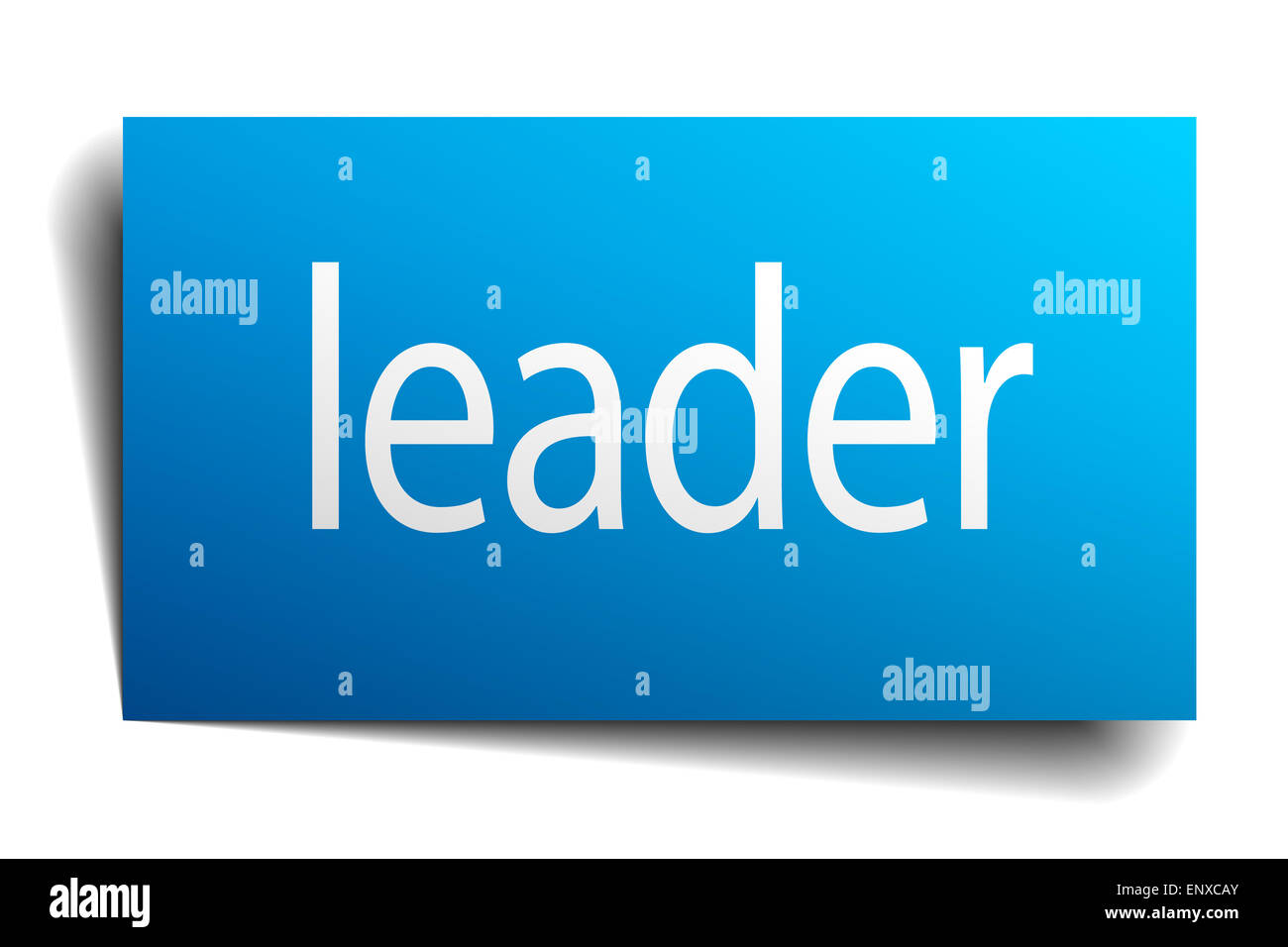 leader blue paper sign on white background Stock Photo - Alamy