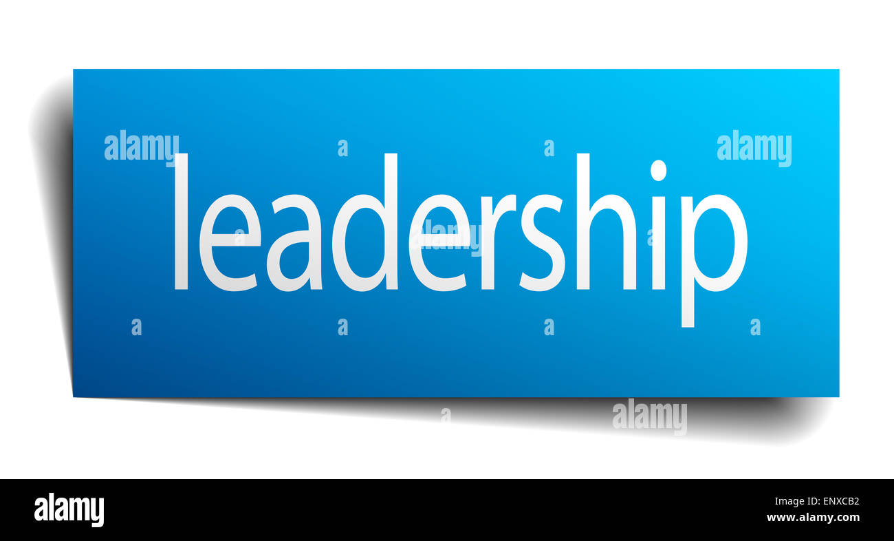 leadership blue paper sign on white background Stock Photo - Alamy