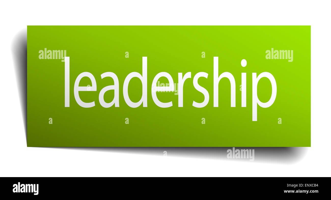 leadership green paper sign on white background Stock Photo - Alamy