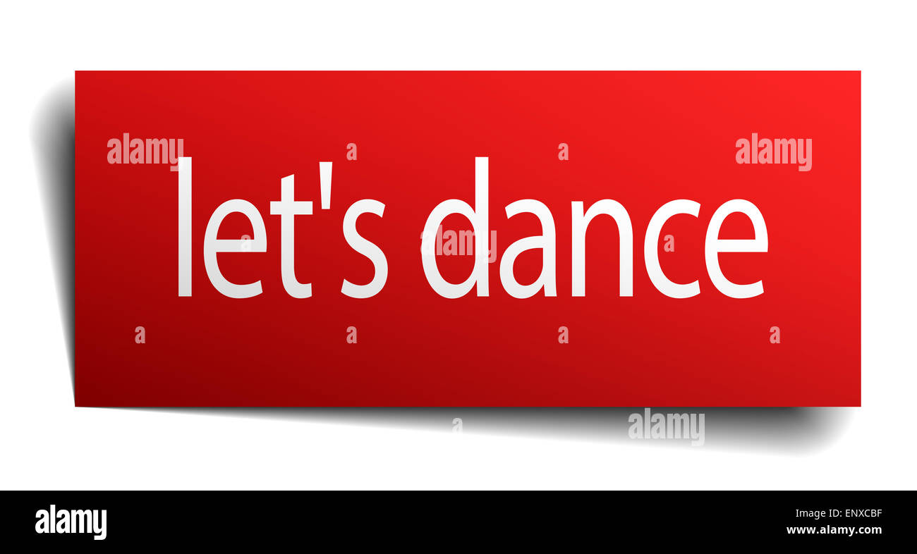 let's dance red paper sign on white background Stock Photo - Alamy