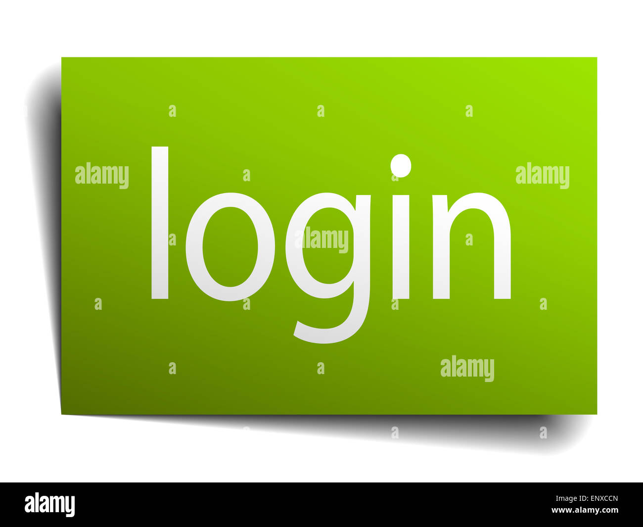 login green paper sign on white background Stock Photo - Alamy