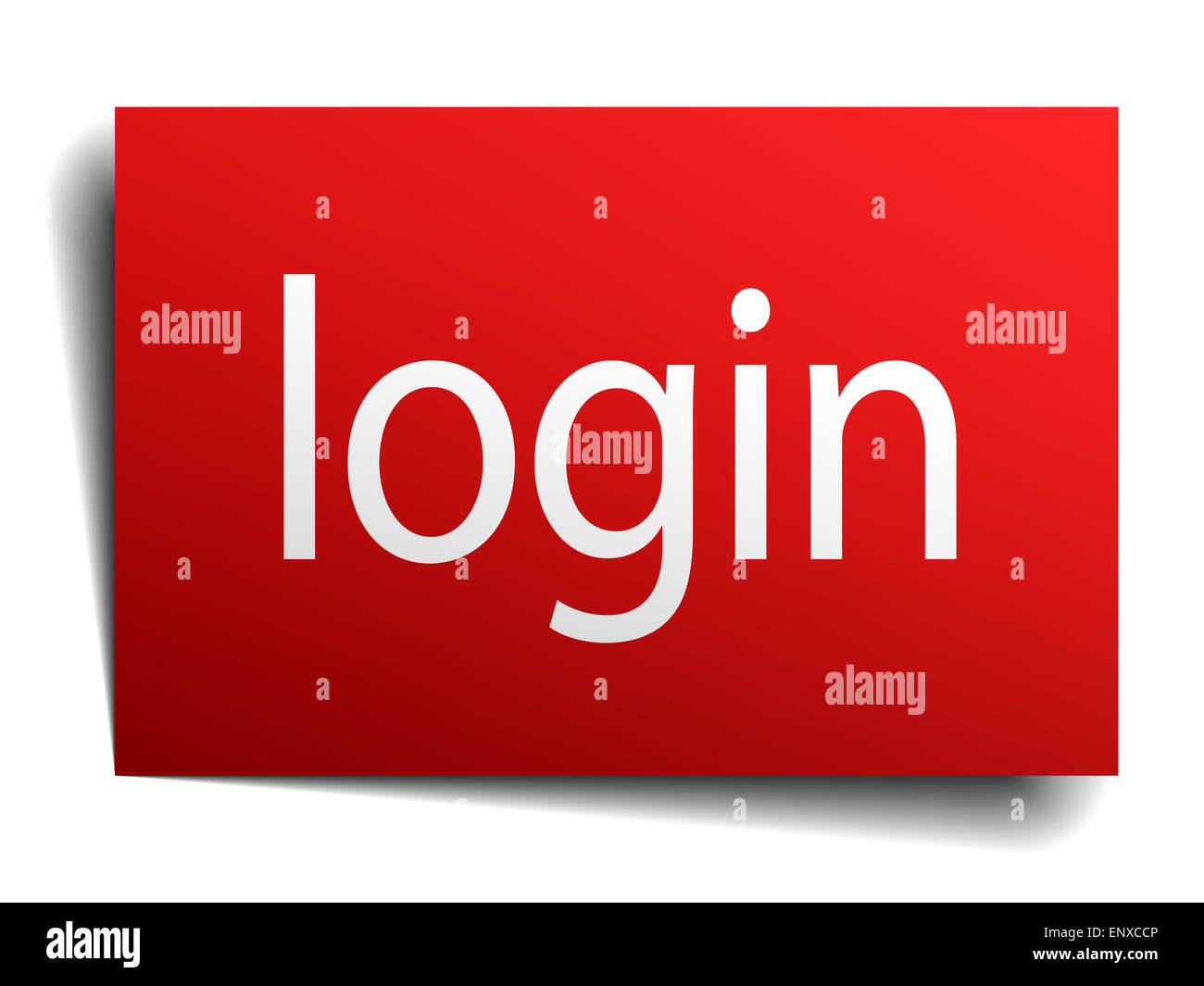 login red paper sign on white background Stock Photo - Alamy