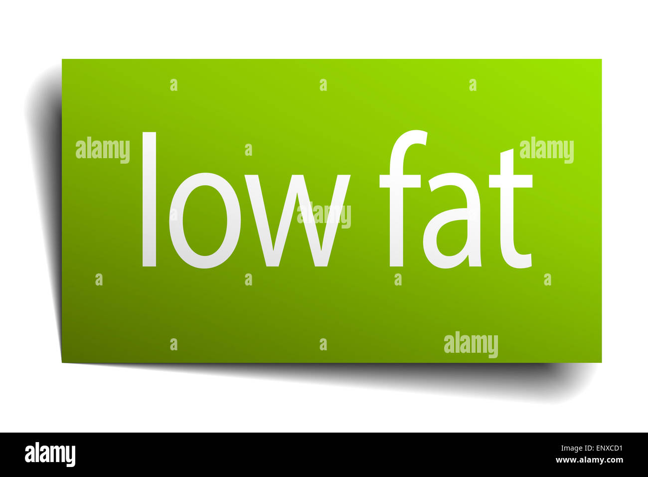 low fat green paper sign on white background Stock Photo - Alamy