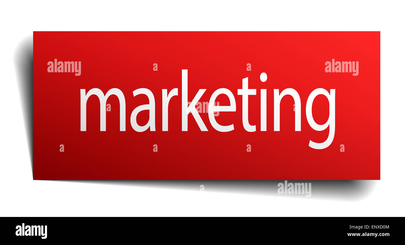 marketing red square isolated paper sign on white Stock Photo - Alamy