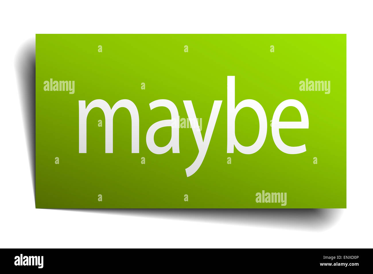maybe green paper sign on white background Stock Photo - Alamy