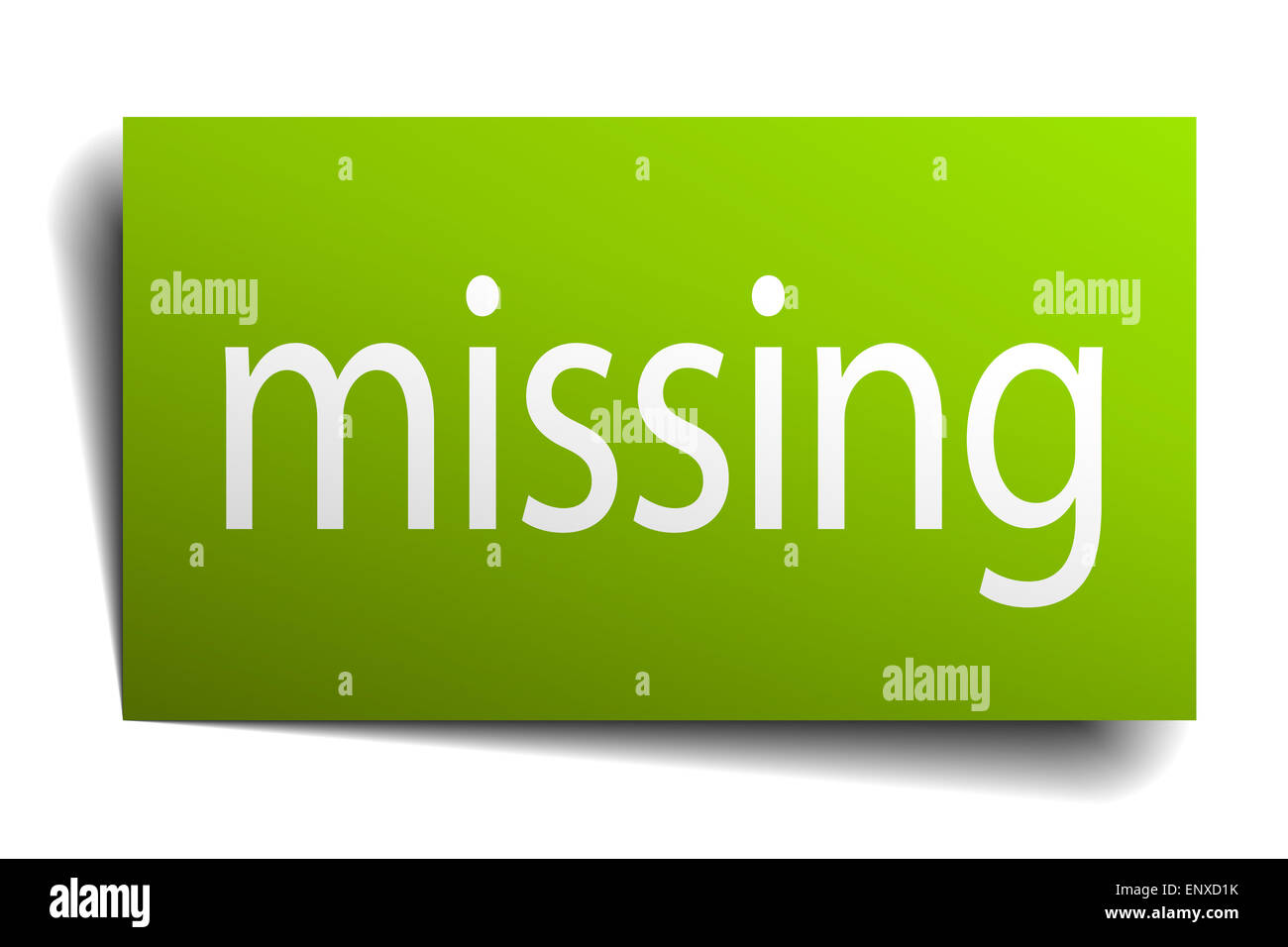 missing green paper sign isolated on white Stock Photo - Alamy