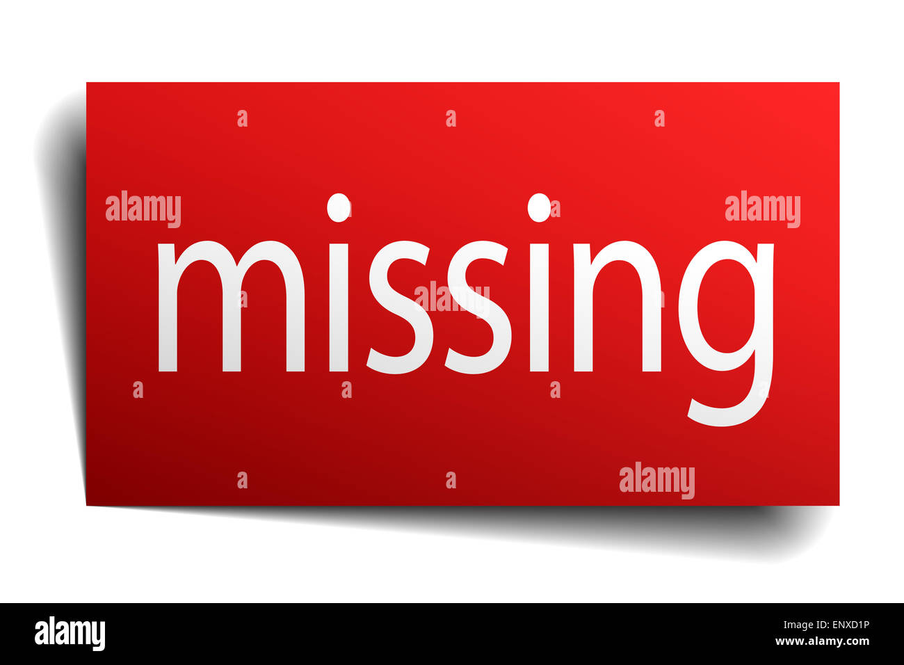 missing red paper sign on white background Stock Photo - Alamy