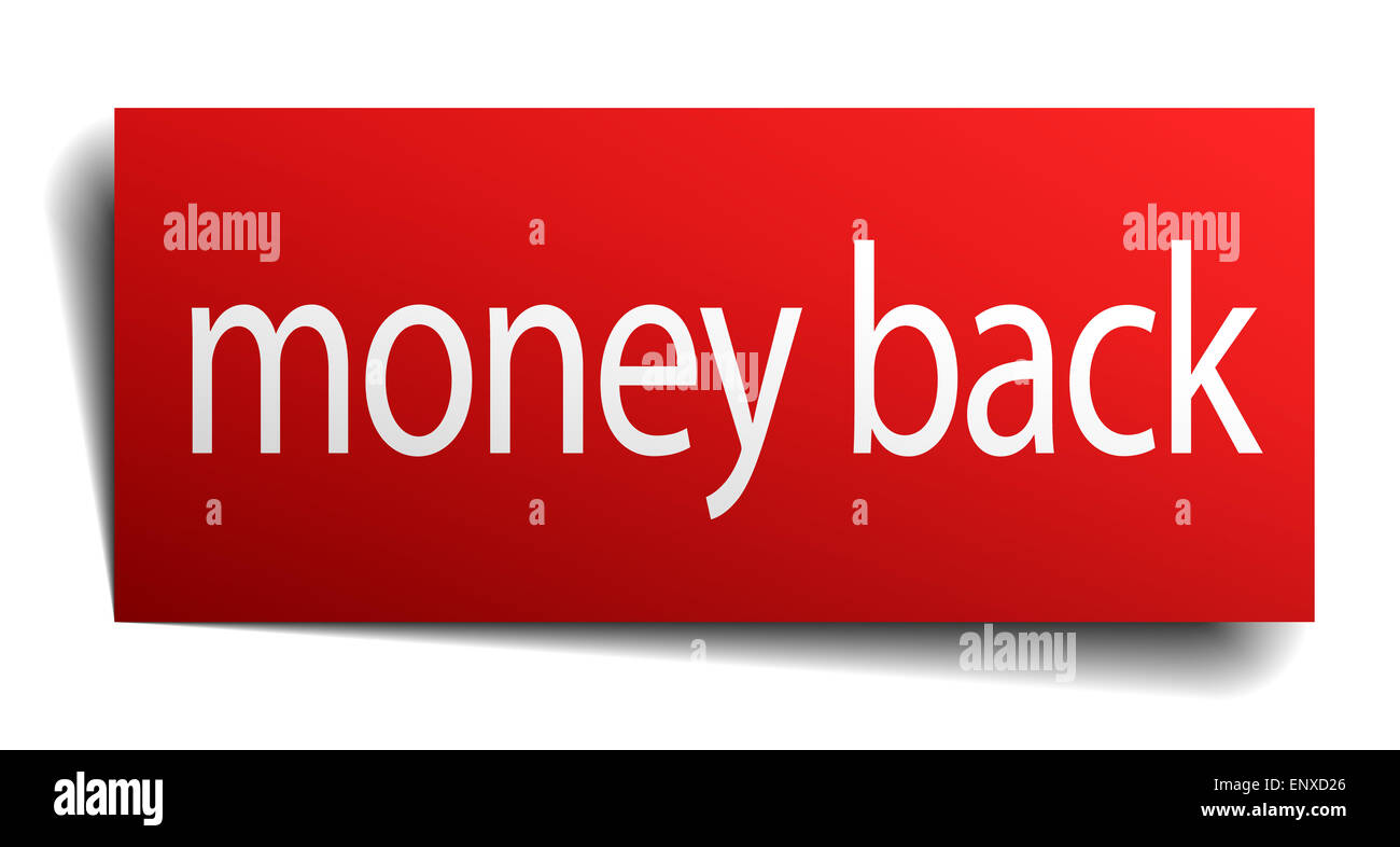 money back red square isolated paper sign on white Stock Photo - Alamy