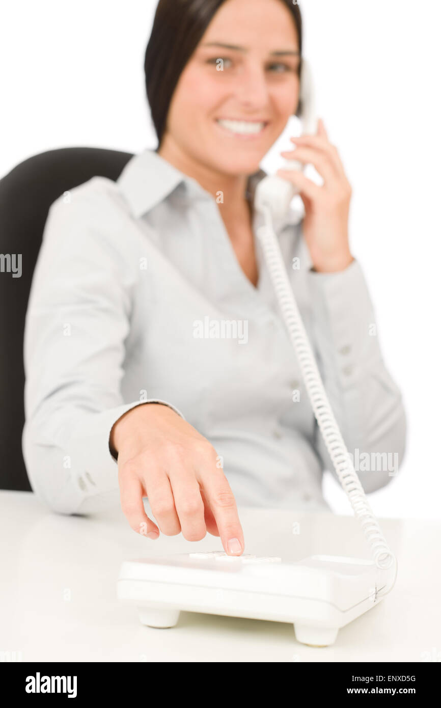 Phone close-up happy attractive businesswoman call Stock Photo - Alamy