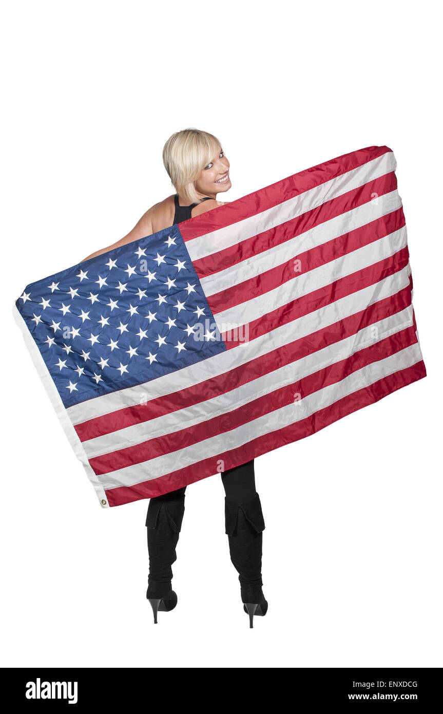 Woman with a Flag Stock Photo - Alamy