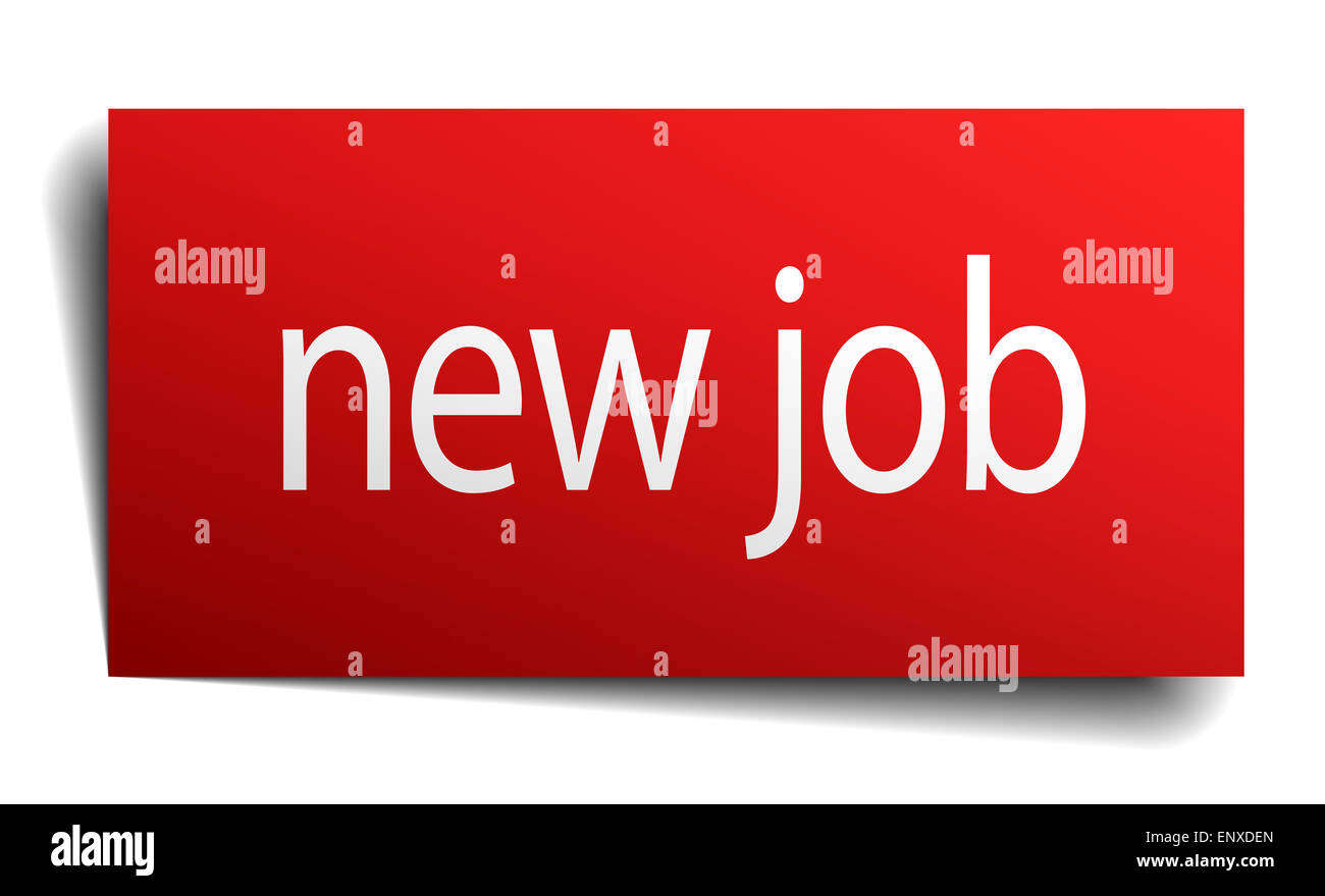 new job red square isolated paper sign on white Stock Photo - Alamy