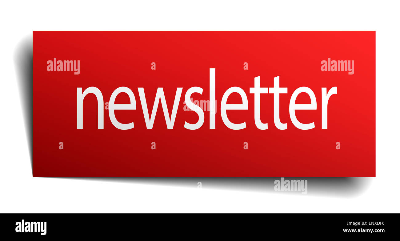 newsletter red square isolated paper sign on white Stock Photo - Alamy