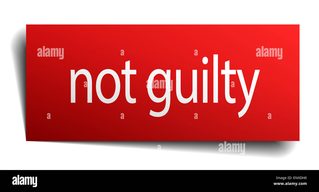 not guilty red square isolated paper sign on white Stock Photo - Alamy