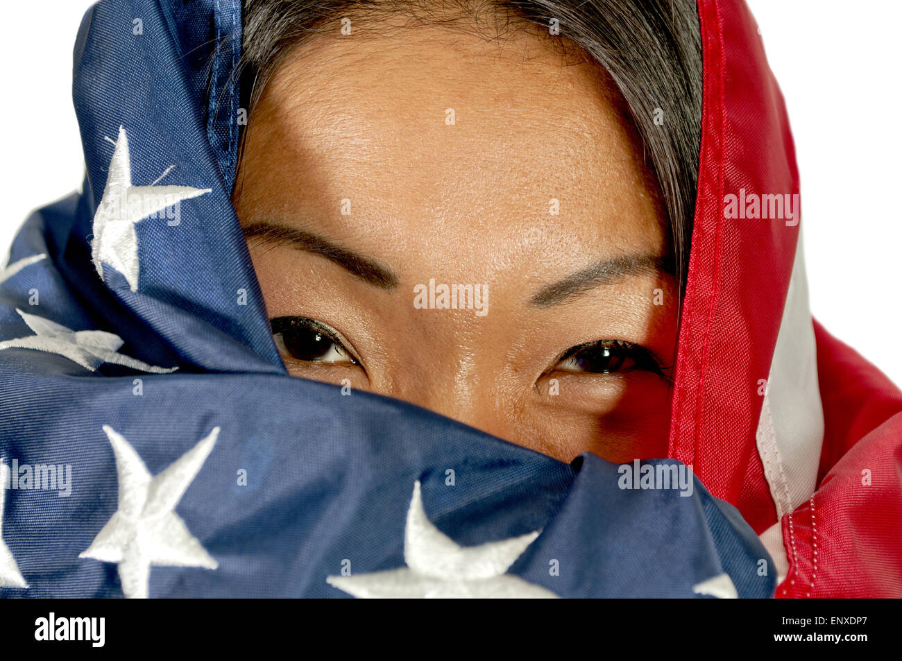 Arab Woman Wrapped in Flag Stock Photo - Alamy
