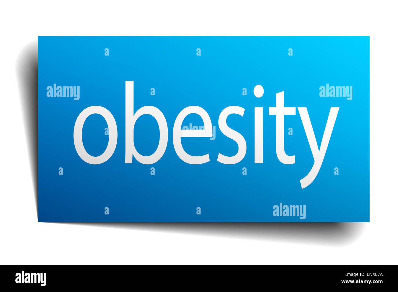 obesity blue paper sign on white background Stock Photo - Alamy