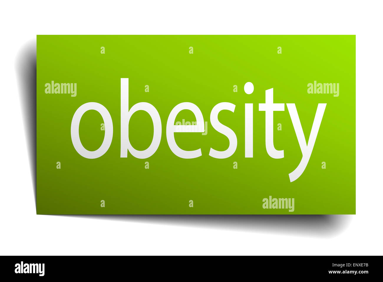 obesity square paper sign isolated on white Stock Photo - Alamy