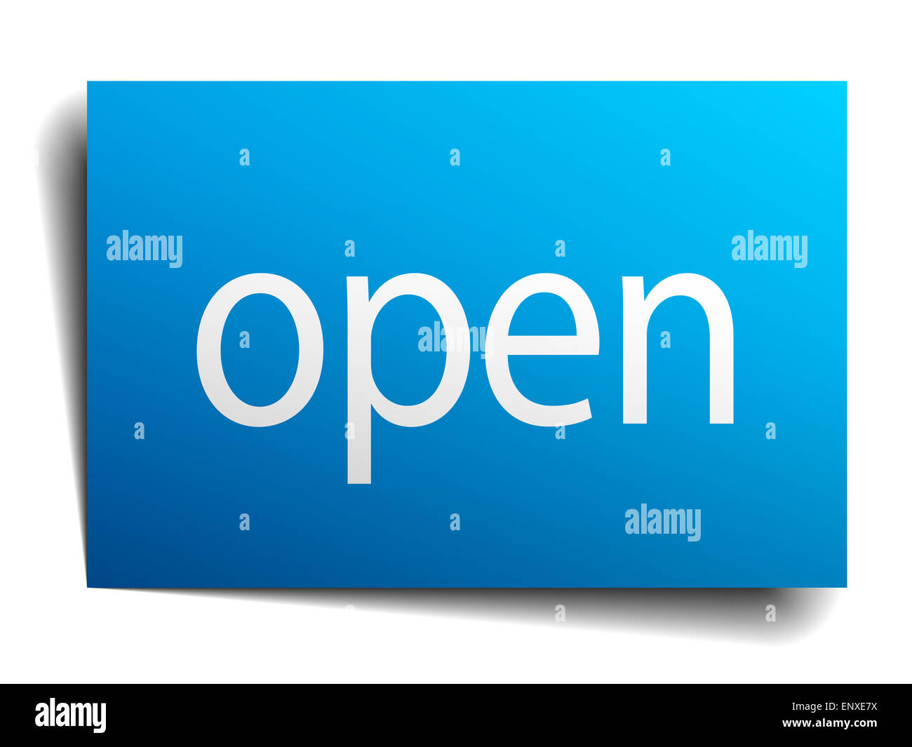 open blue paper sign on white background Stock Photo - Alamy