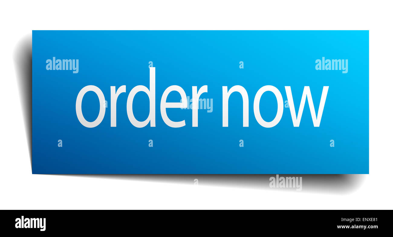 order now blue paper sign on white background Stock Photo - Alamy