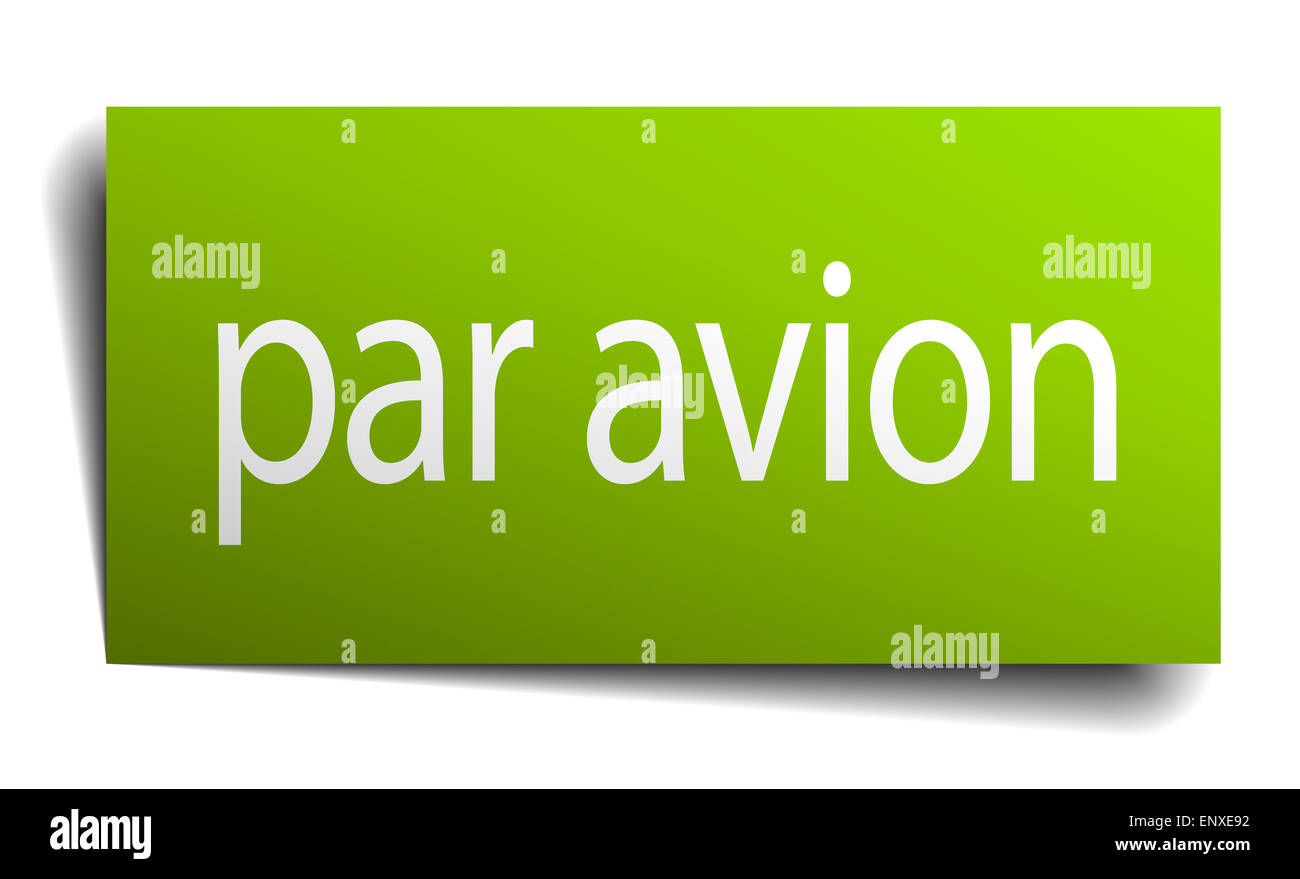 par avion square paper sign isolated on white Stock Photo - Alamy
