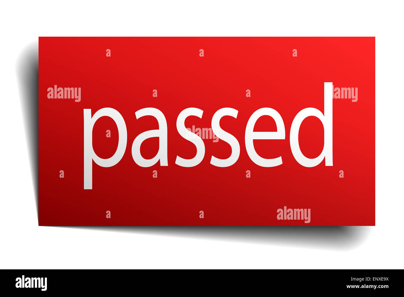 passed red square isolated paper sign on white Stock Photo - Alamy