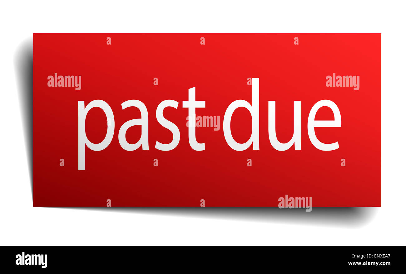 past due red square isolated paper sign on white Stock Photo - Alamy